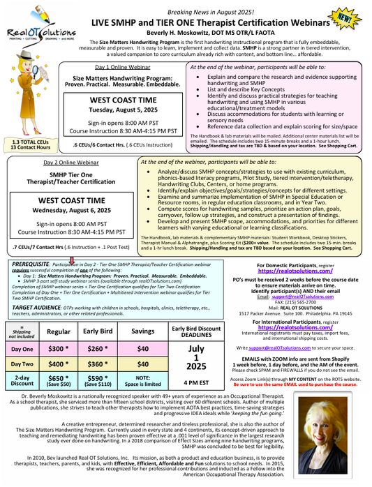 Size Matters Handwriting Program® (SMHP) | Real OT Solutions ...